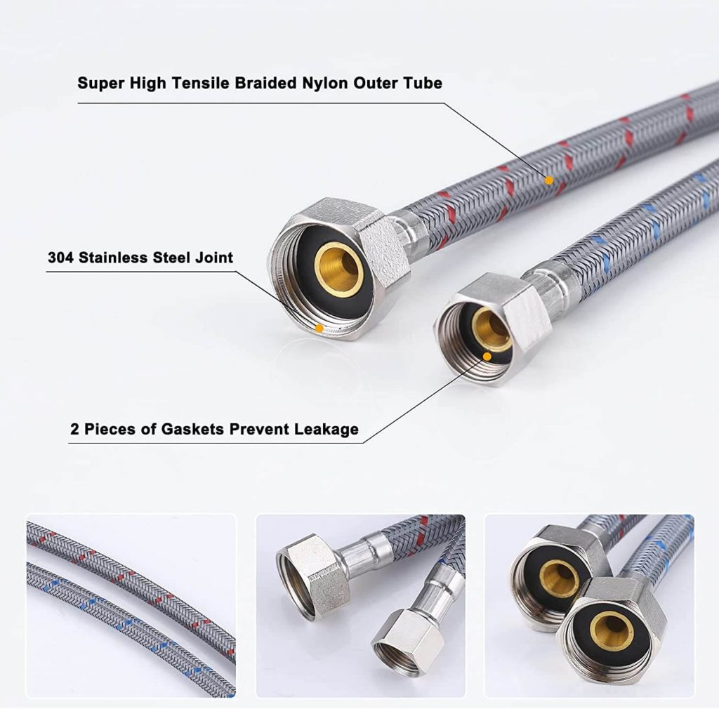 ARCORA 8 - 12 Inch Bathroom Kitchen Faucet Connector Braided Nylon ...