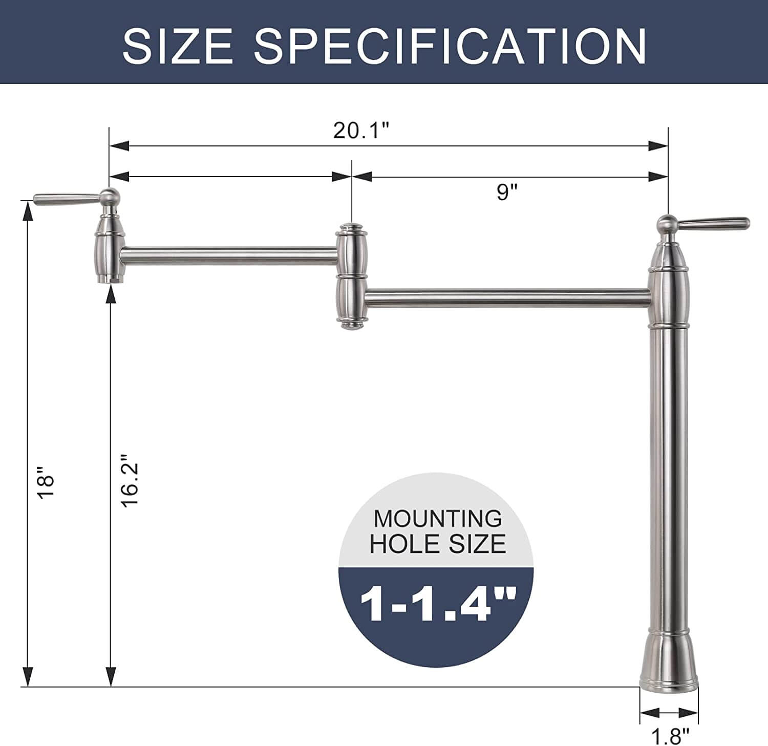 ARCORA Brushed Nickel Deck Mount Pot Filler Faucet Over Stove | ARCORA ...