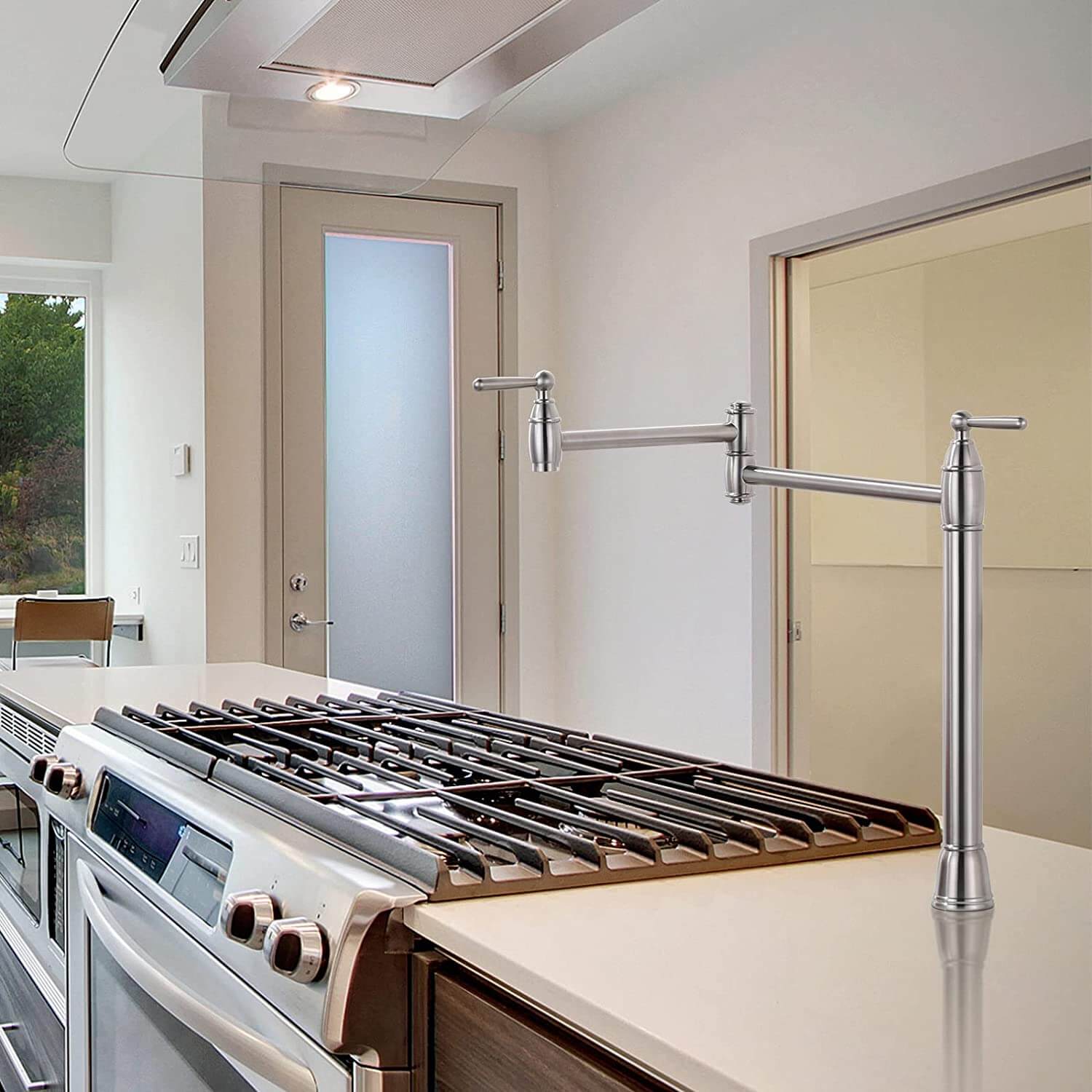 ARCORA Brushed Nickel Deck Mount Pot Filler Faucet Over Stove | ARCORA ...