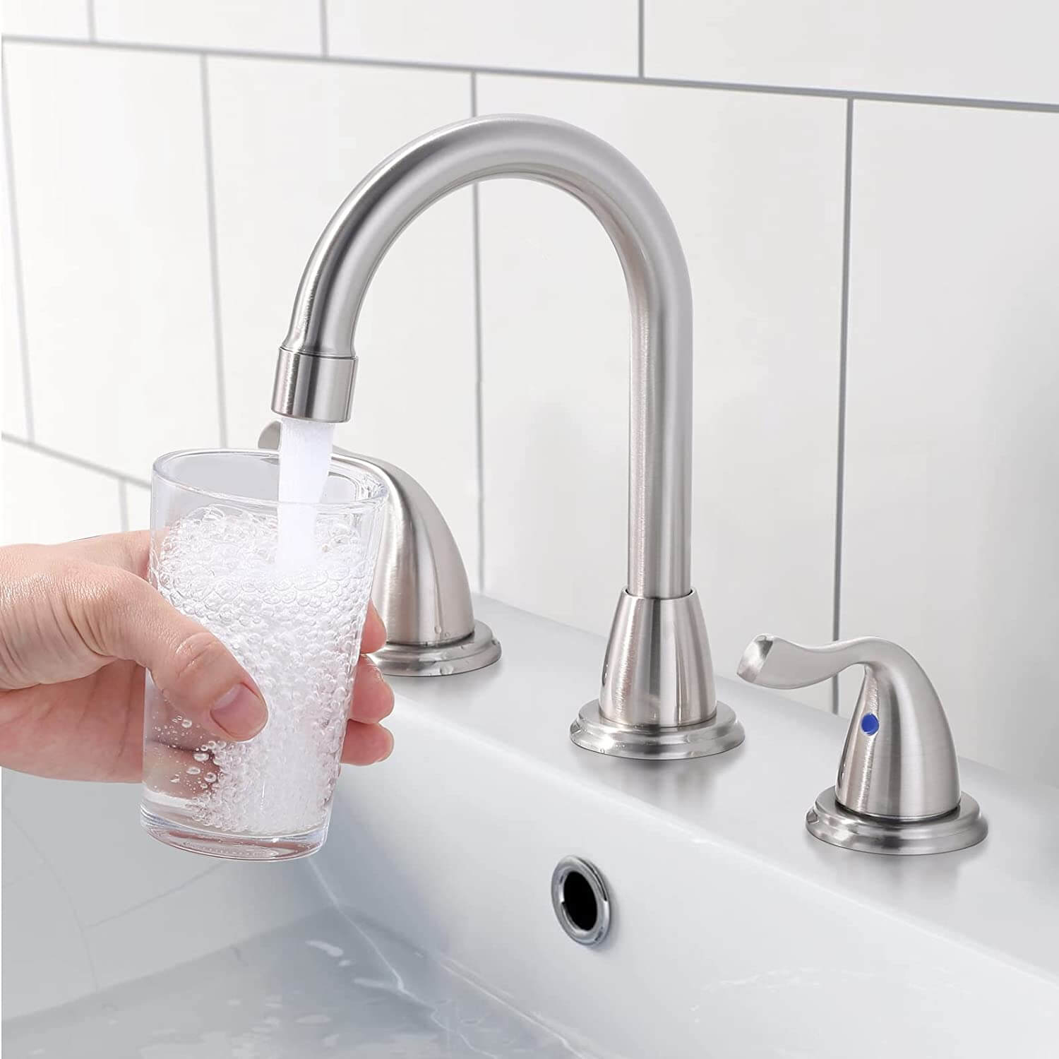 ARCORA 3 Hole 8 Inch Brushed Nickel Widespread Bathroom Faucet with ...
