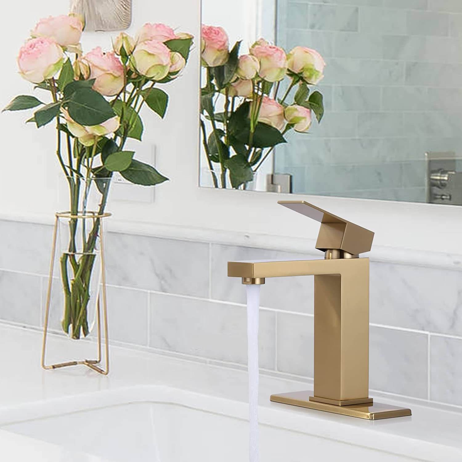 ARCORA Modern Brushed Gold Bathroom Sink Faucet With Drain For 1 Or 3 ...