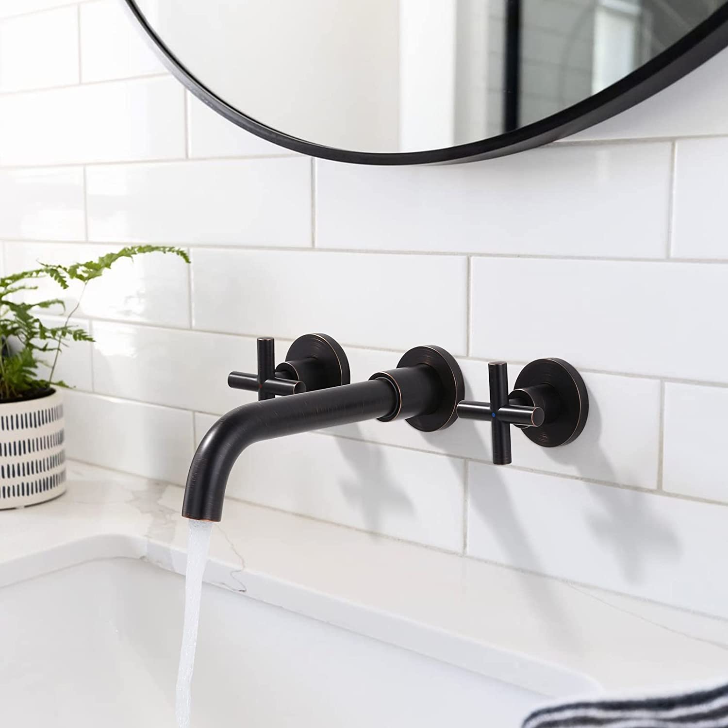 ARCORA Oil Rubbed Bronze 2 Cross Handle Wall Mounted Bathroom Sink ...