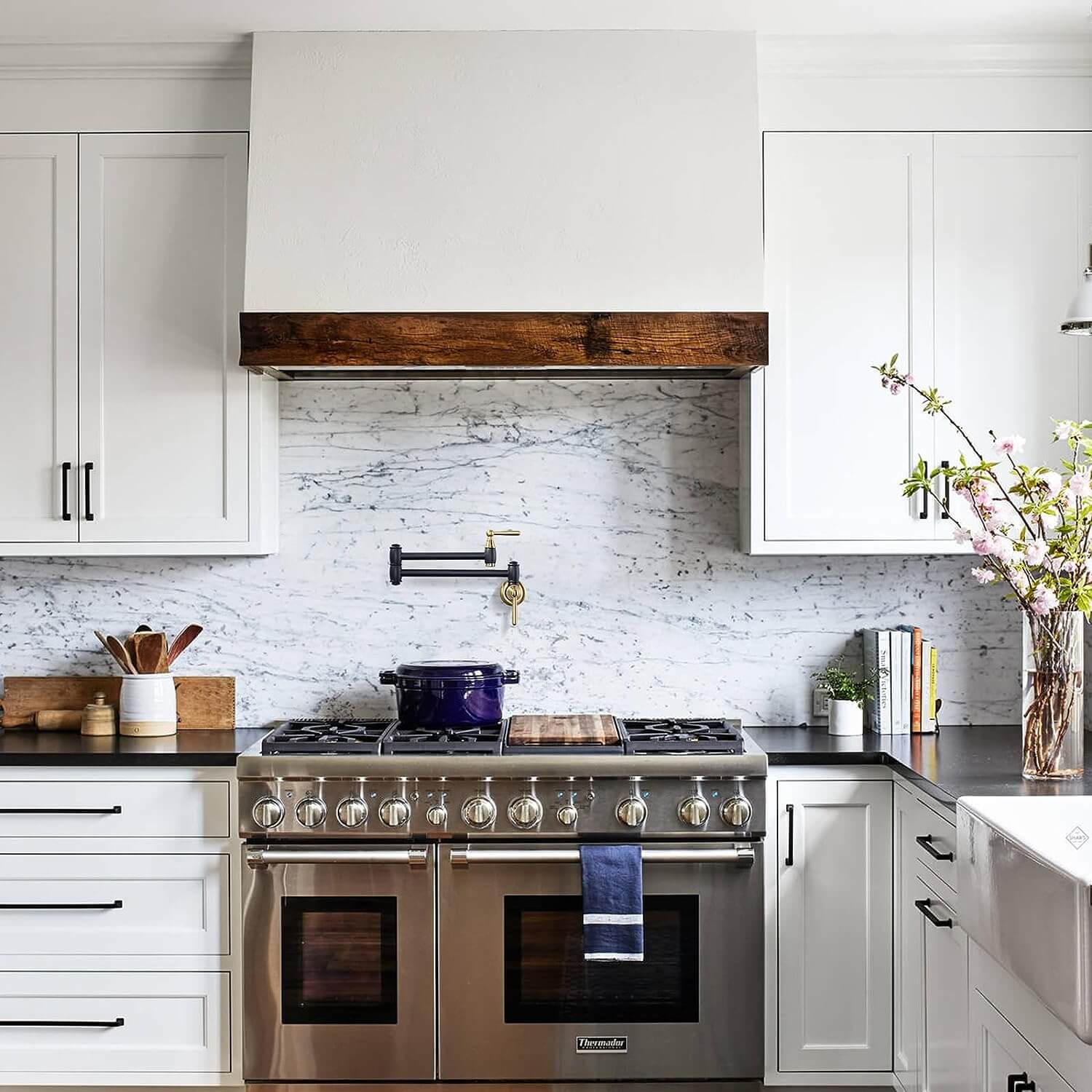 ARCORA Black Gold Pot Filler Faucet Wall Mount Kitchen Folding Faucet ...