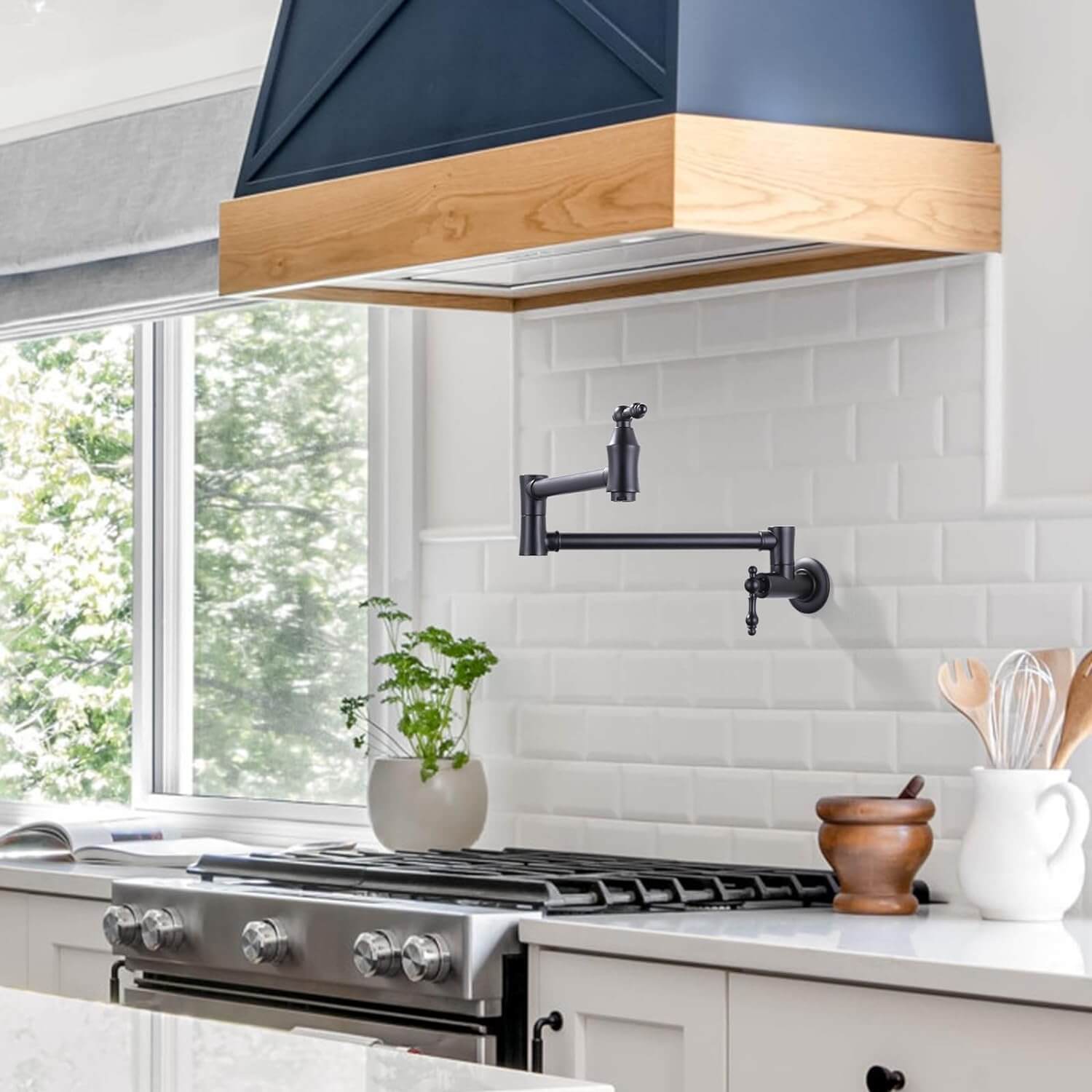 ARCORA Modern Matte Black Wall Mount Pot Filler Commercial Kitchen Faucet Over Stove ARCORA FAUCETS
