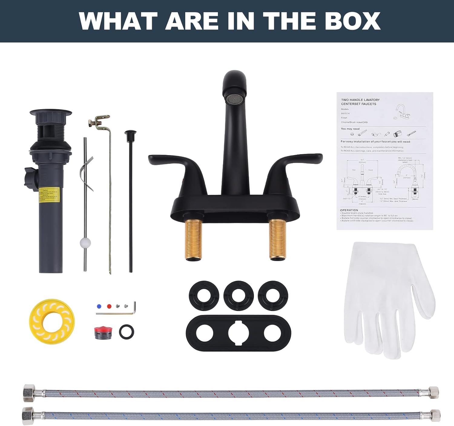 4 Inch Centerset Matte Black Bathroom Faucet with 2 Handles – ARCORA ...