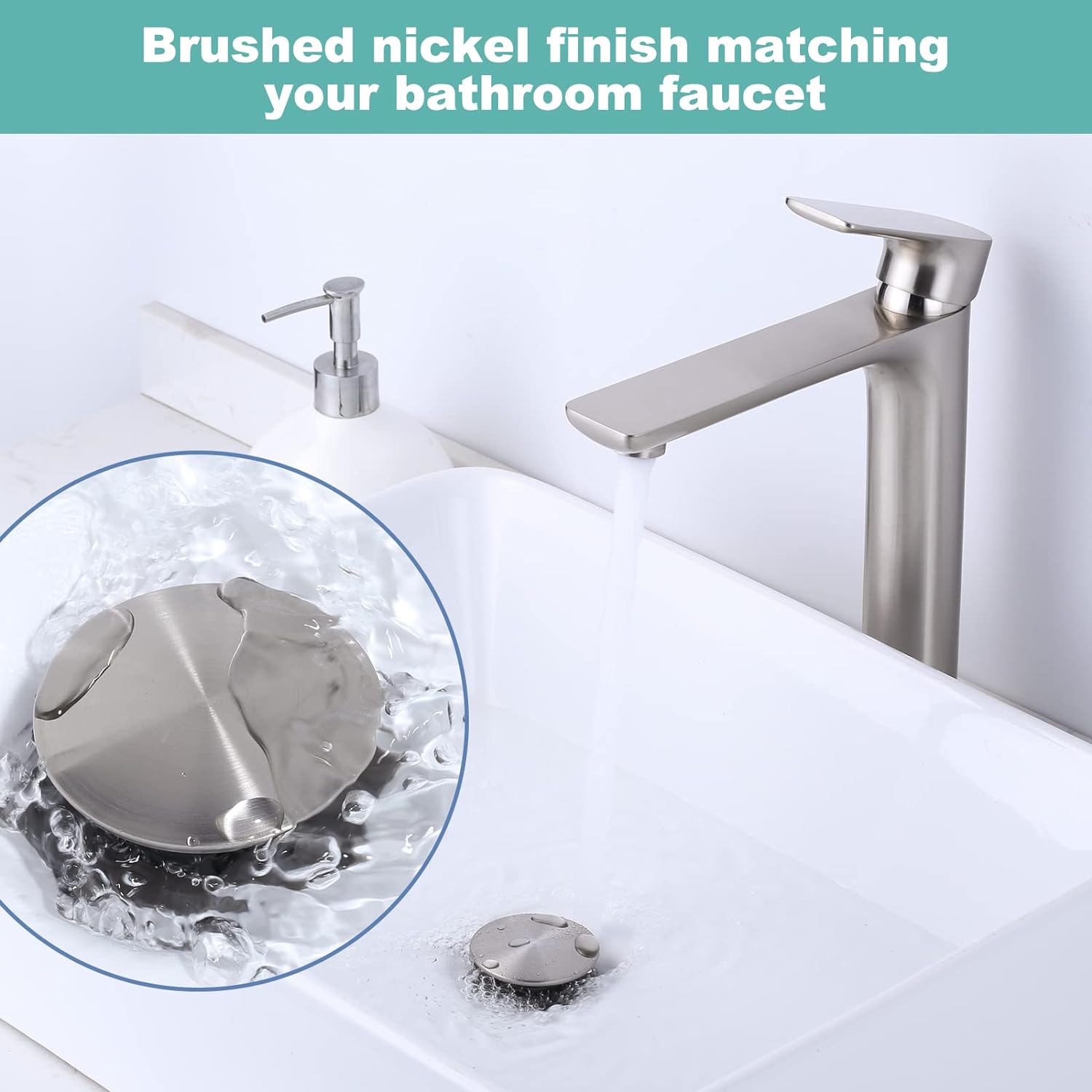 ARCORA Brushed Nickel Bathroom Sink Drain Without Overflow For Vessel ...