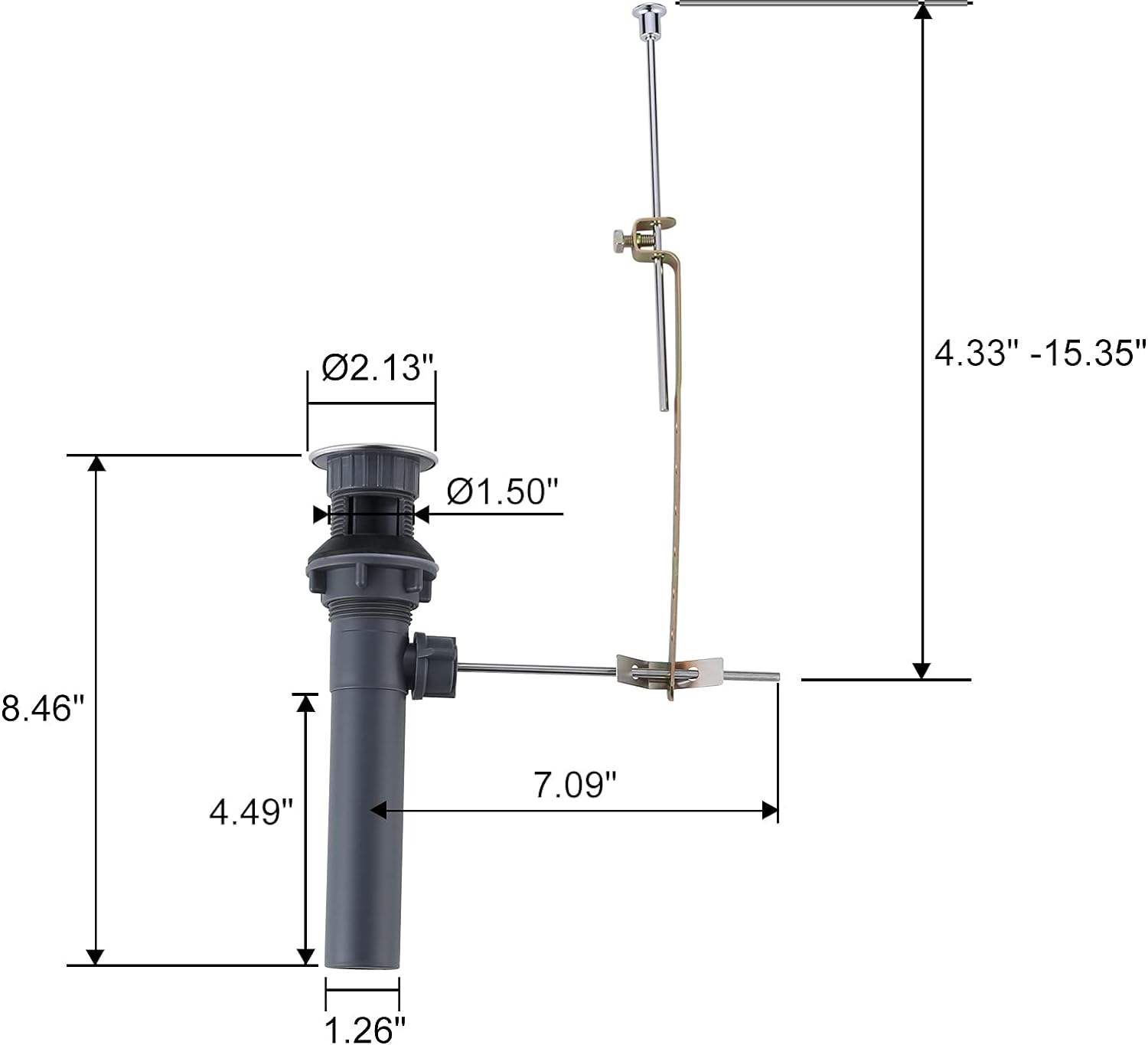ARCORA Chrome Bathroom Sink Drain with Overflow & Lift Rod for Vessel ...