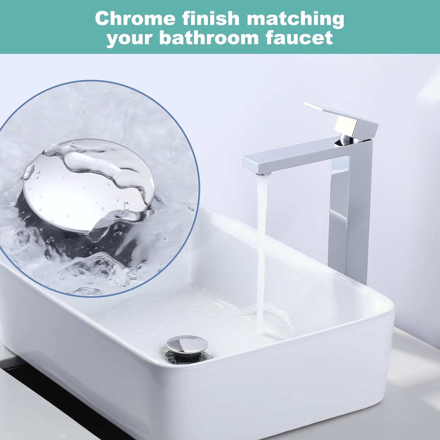 ARCORA Chrome Bathroom Sink Drain Without Overflow For Vessel Sink ...