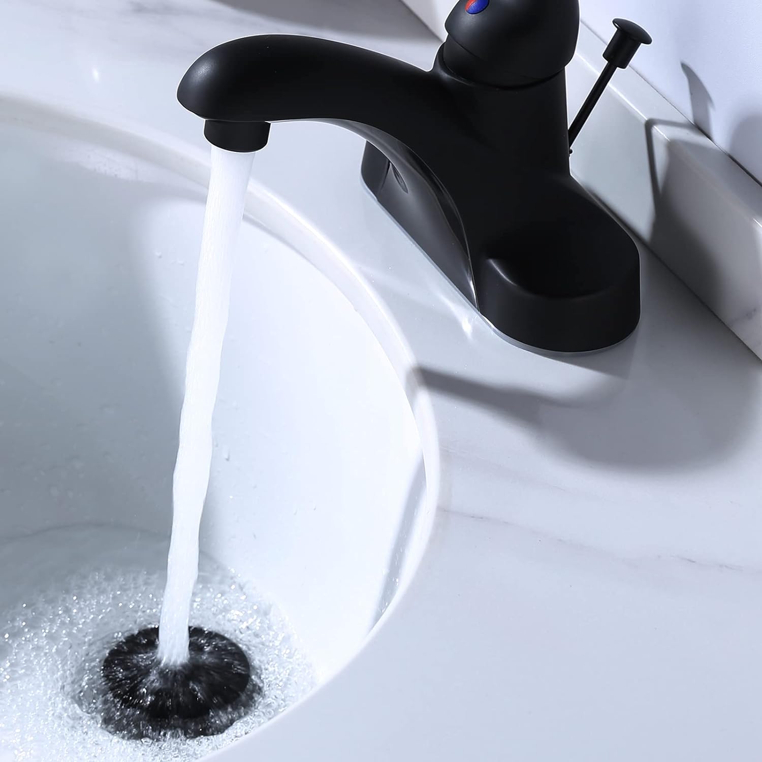 ARCORA Matte Black Bathroom Sink Drain With Overflow & Lift Rod For ...