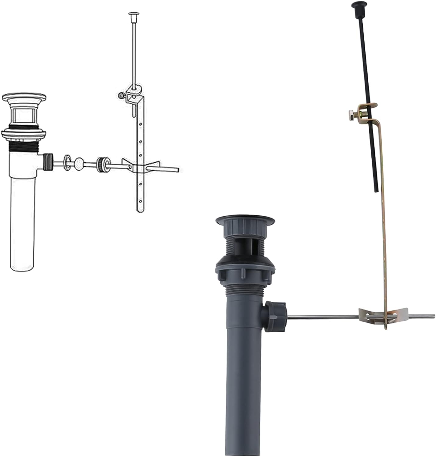 ARCORA Matte Black Bathroom Sink Drain With Overflow & Lift Rod For ...