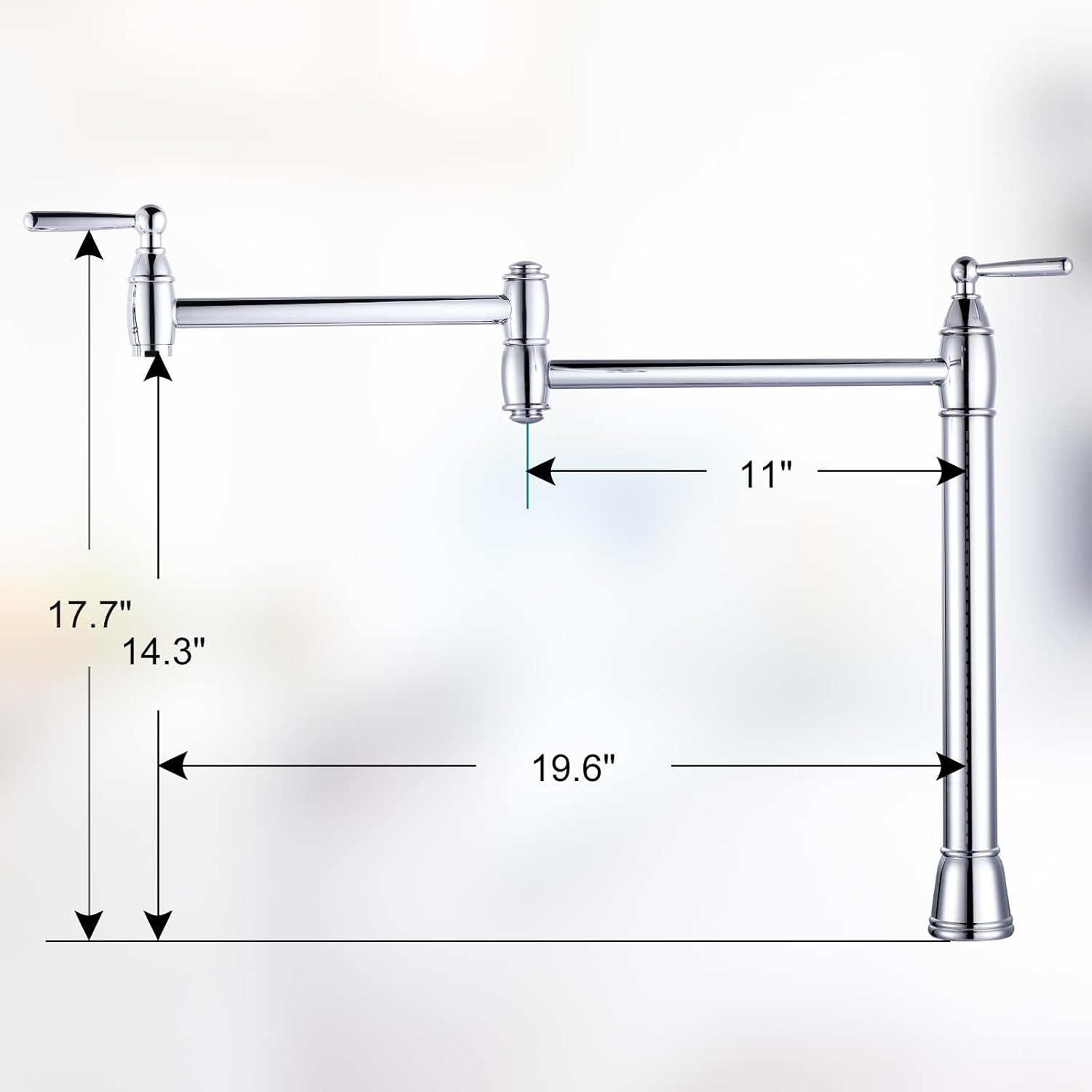 ARCORA Deck Mount Chrome Pot Filler Faucet Over Stove with Stretchable ...