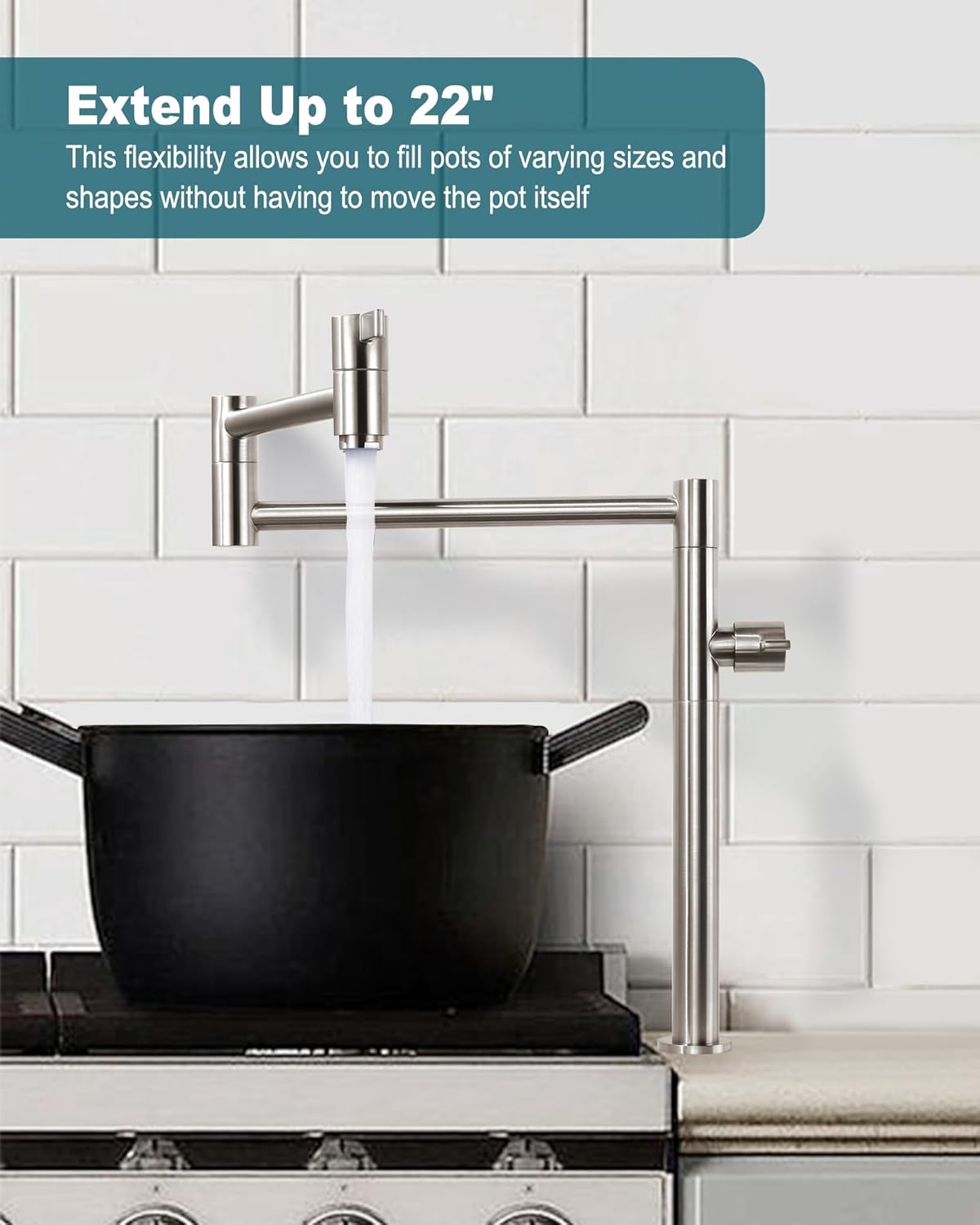 ARCORA Brushed Nickel Deck Mounted Solid Brass Pot Filler Kitchen ...