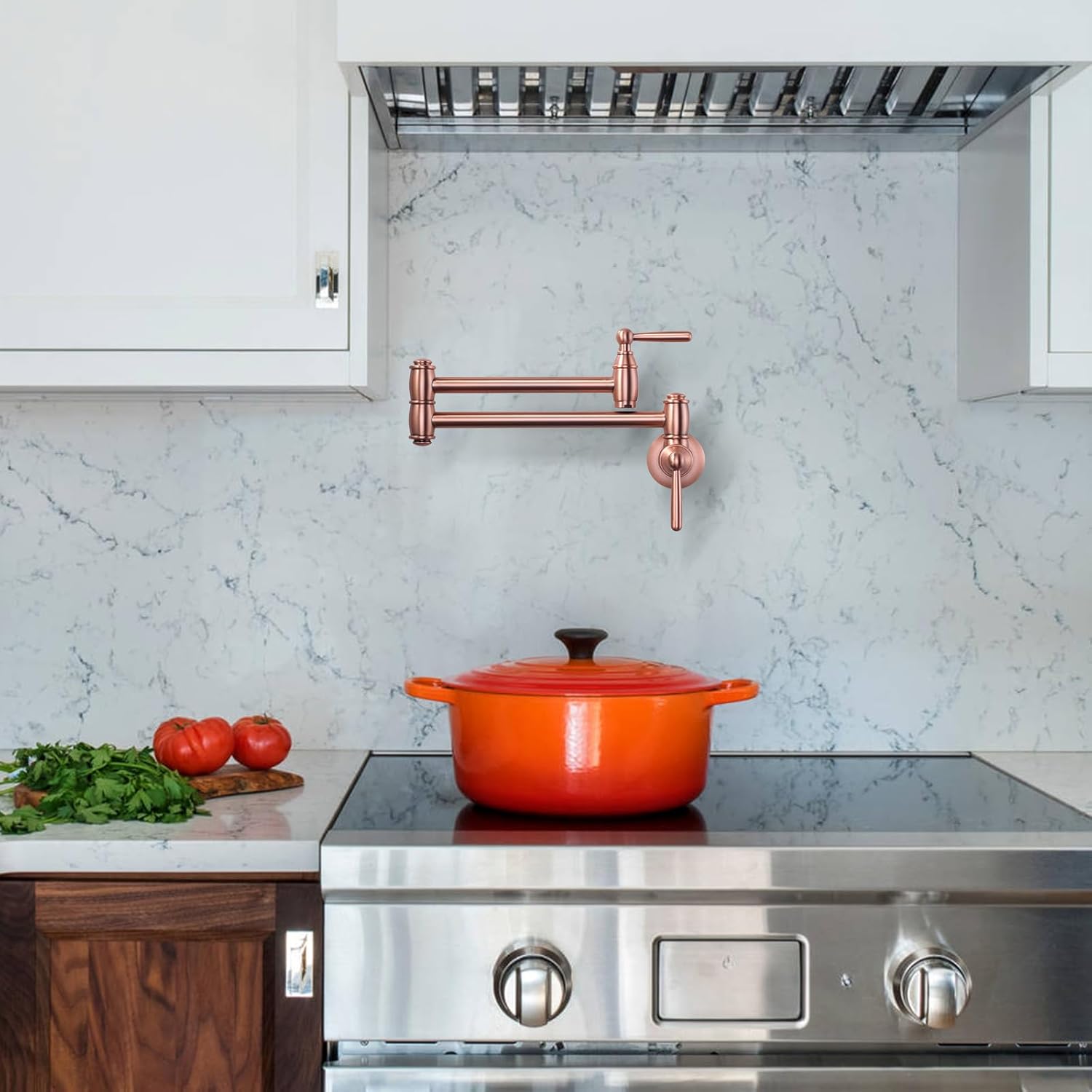 ARCORA Copper Wall Mount Pot Filler Kitchen Folding Faucet Over Stove ...