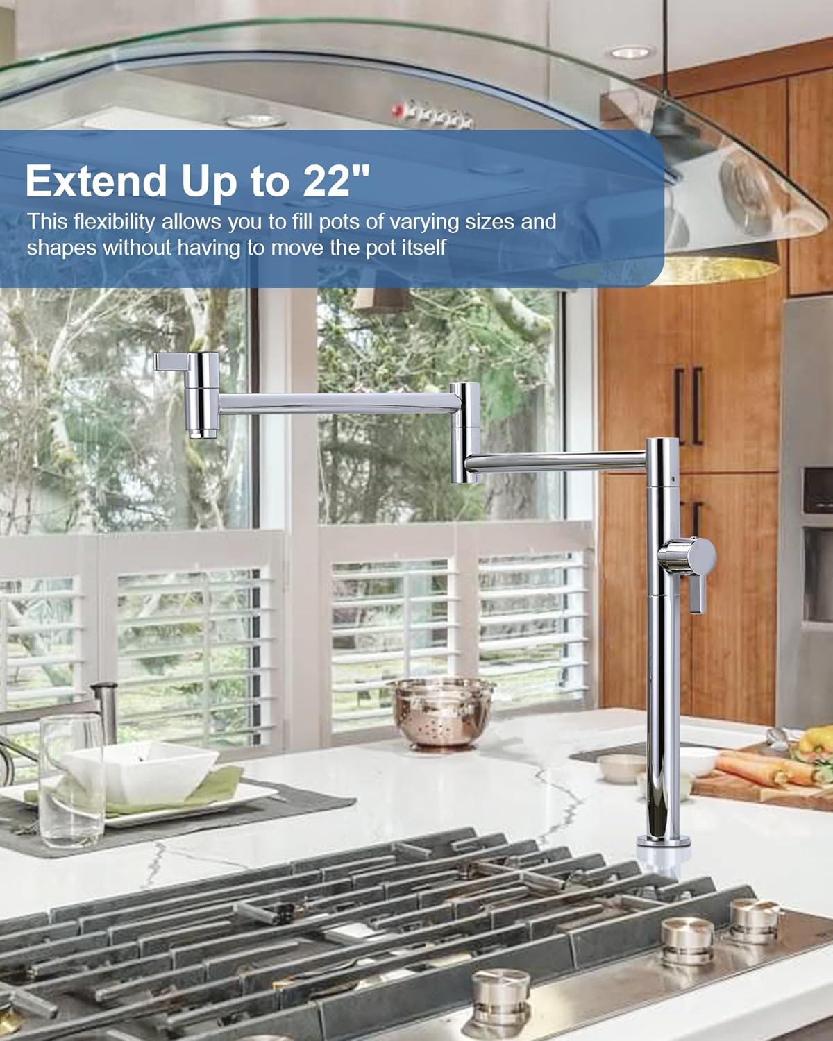 ARCORA Modern Chrome Deck Mounted Solid Brass Pot Filler Kitchen ...