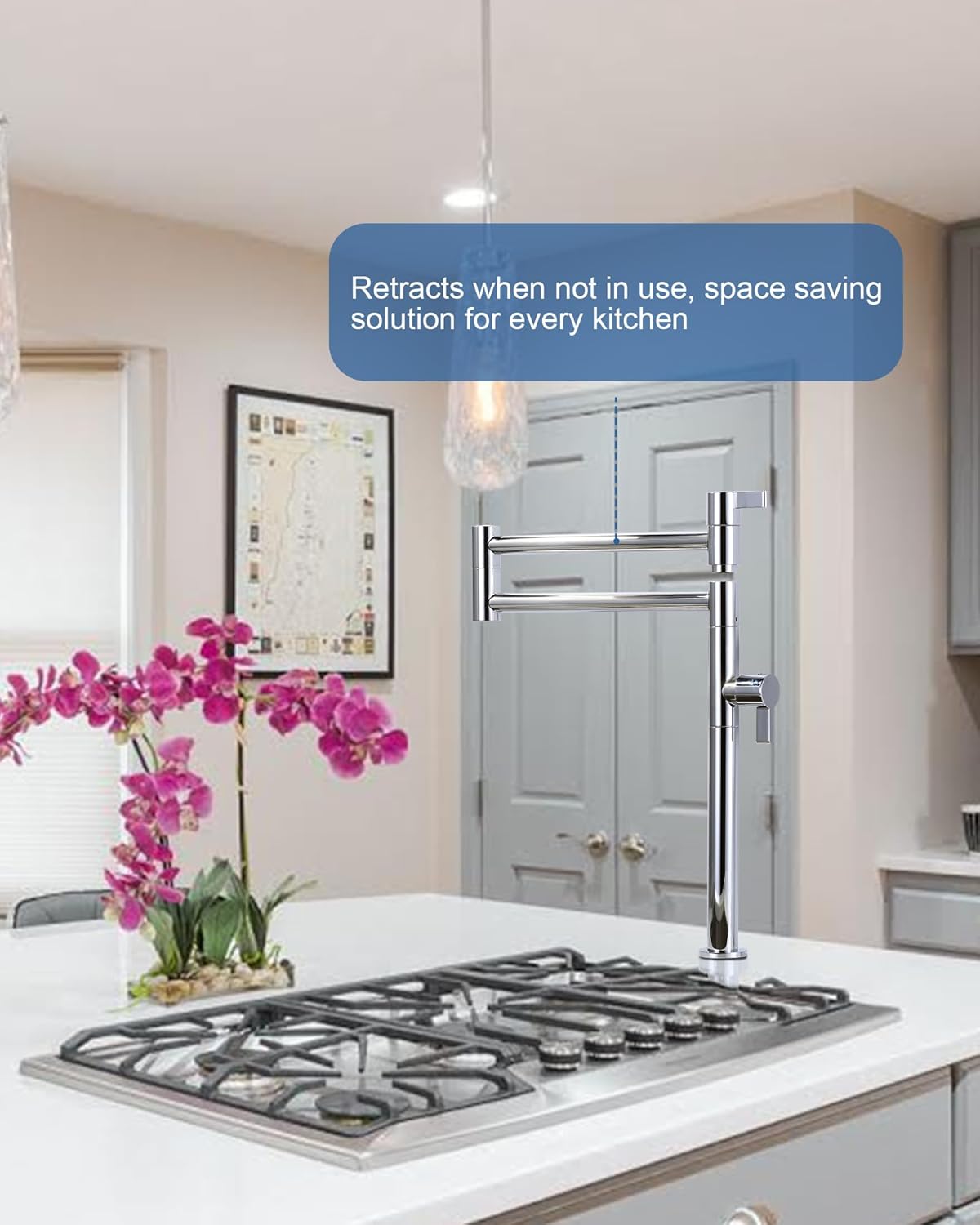 ARCORA Modern Chrome Deck Mounted Solid Brass Pot Filler Kitchen ...