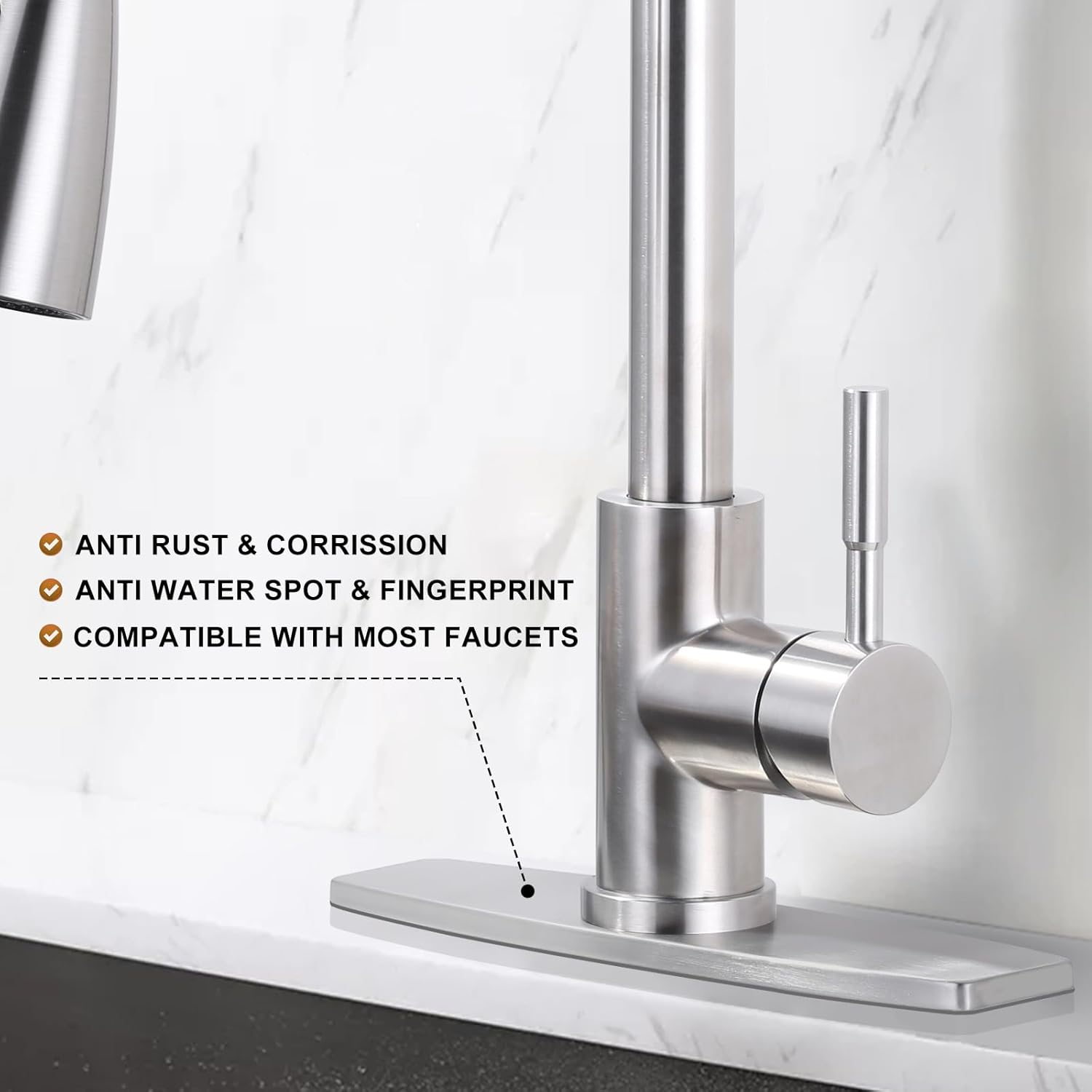 ARCORA 9.6 Inch Brushed Nickel Faucet Hole Cover Stainless Steel Deck ...