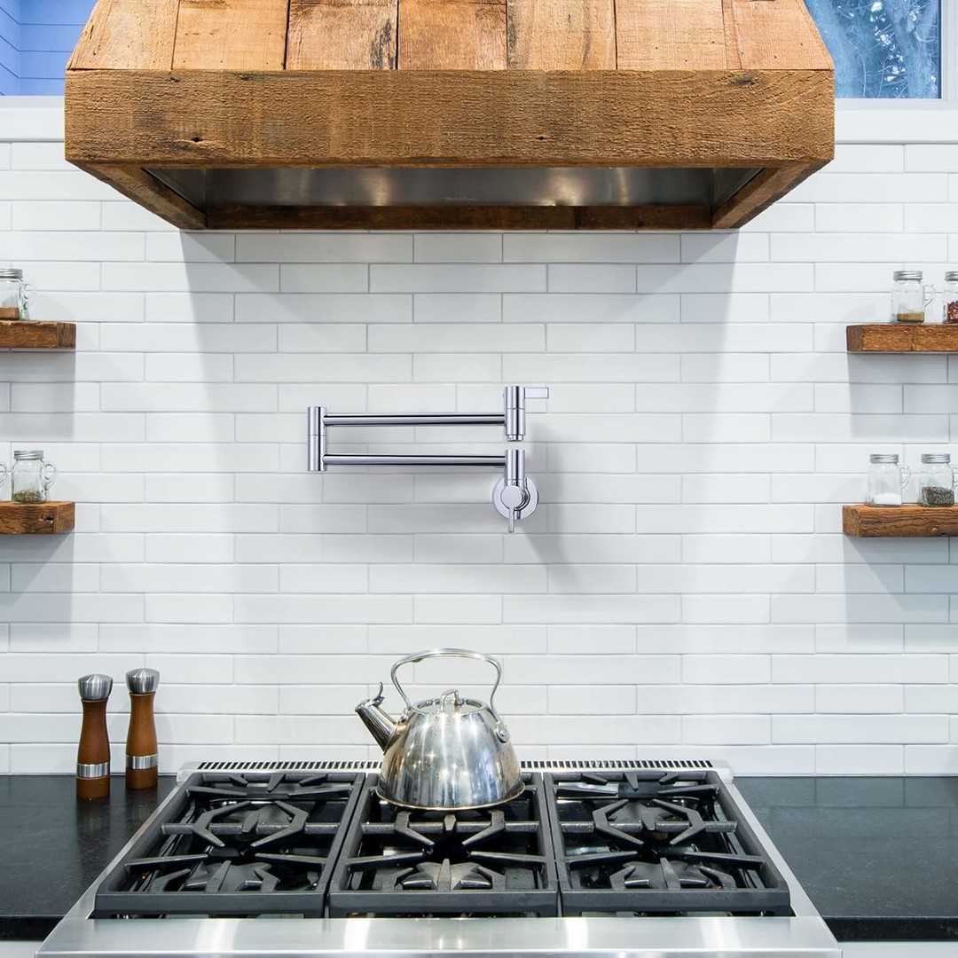 ARCORA Modern Two Handle Chrome Pot Filler Wall Mount Folding Faucet ...