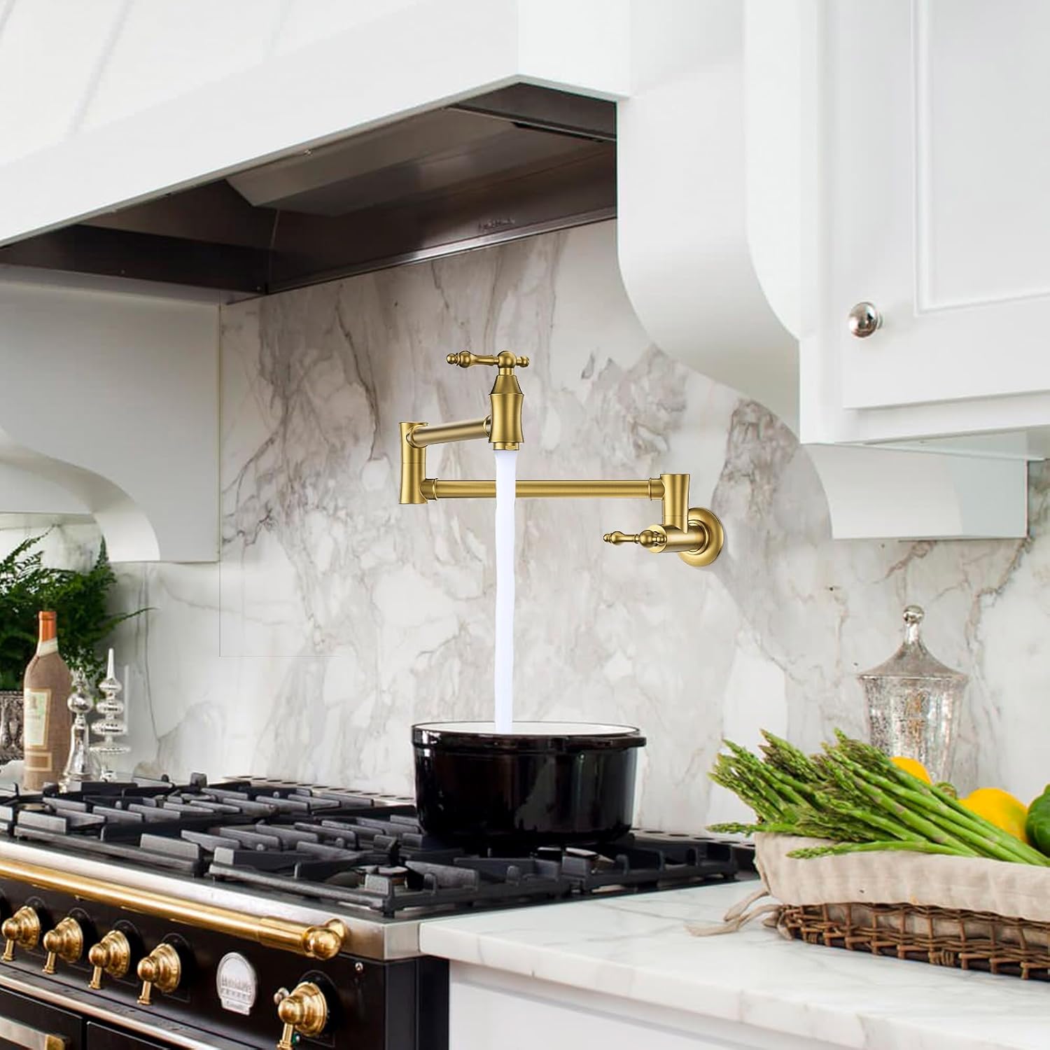 ARCORA Modern Wall Mount Brushed Gold Pot Filler Commercial Kitchen ...