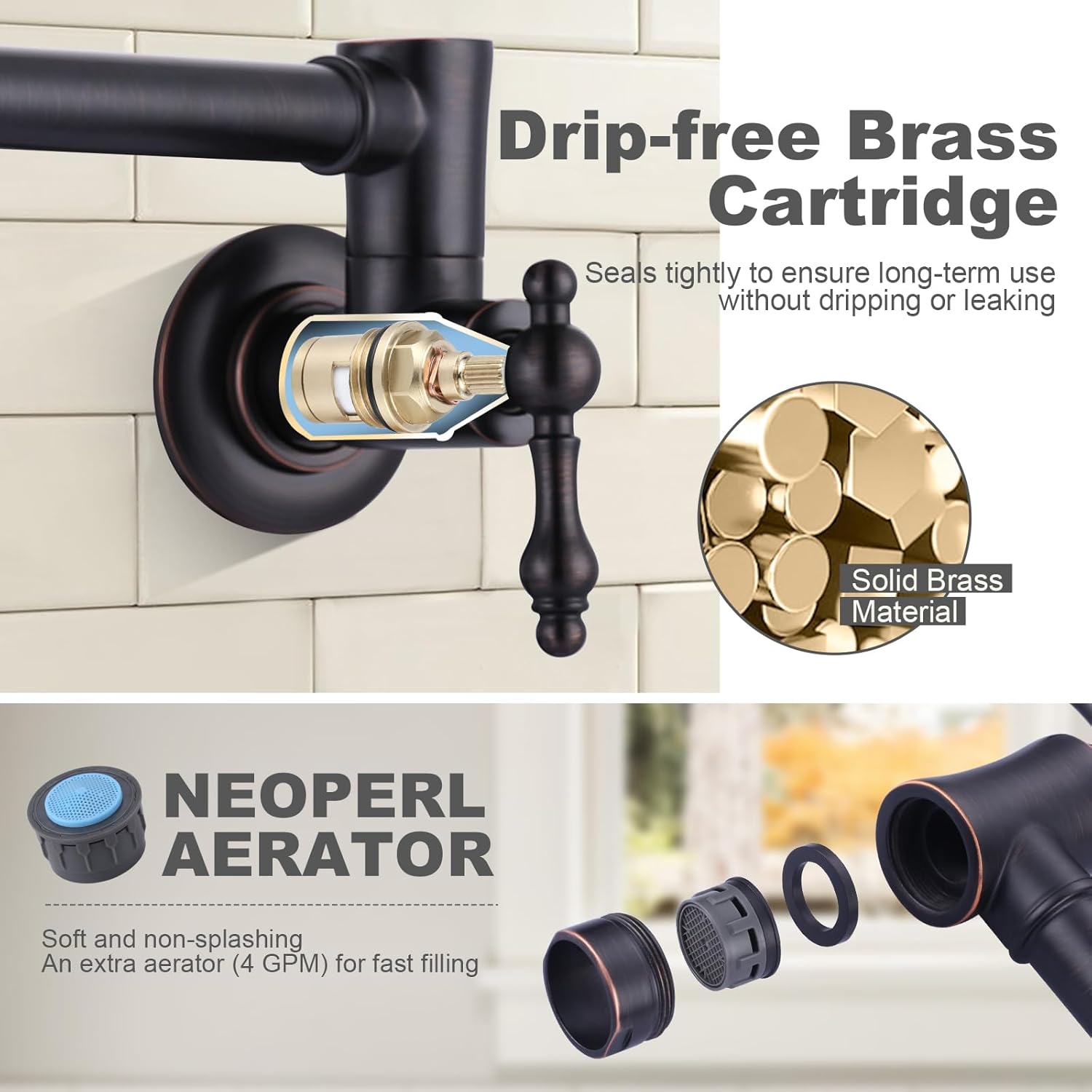 ARCORA Modern Oil Rubbed Bronze Wall Mount Pot Filler Commercial ...