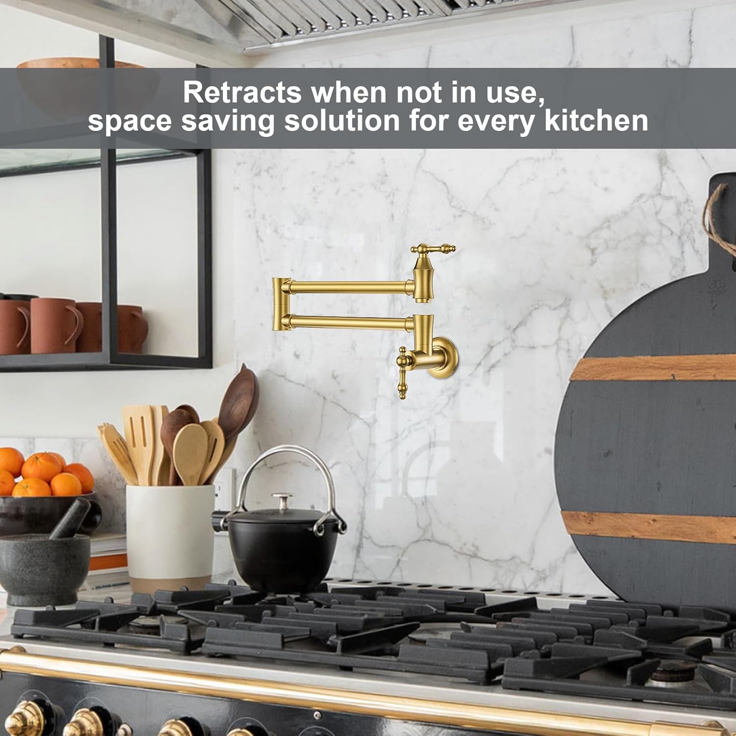 ARCORA Modern Wall Mount Brushed Gold Pot Filler Commercial Kitchen ...