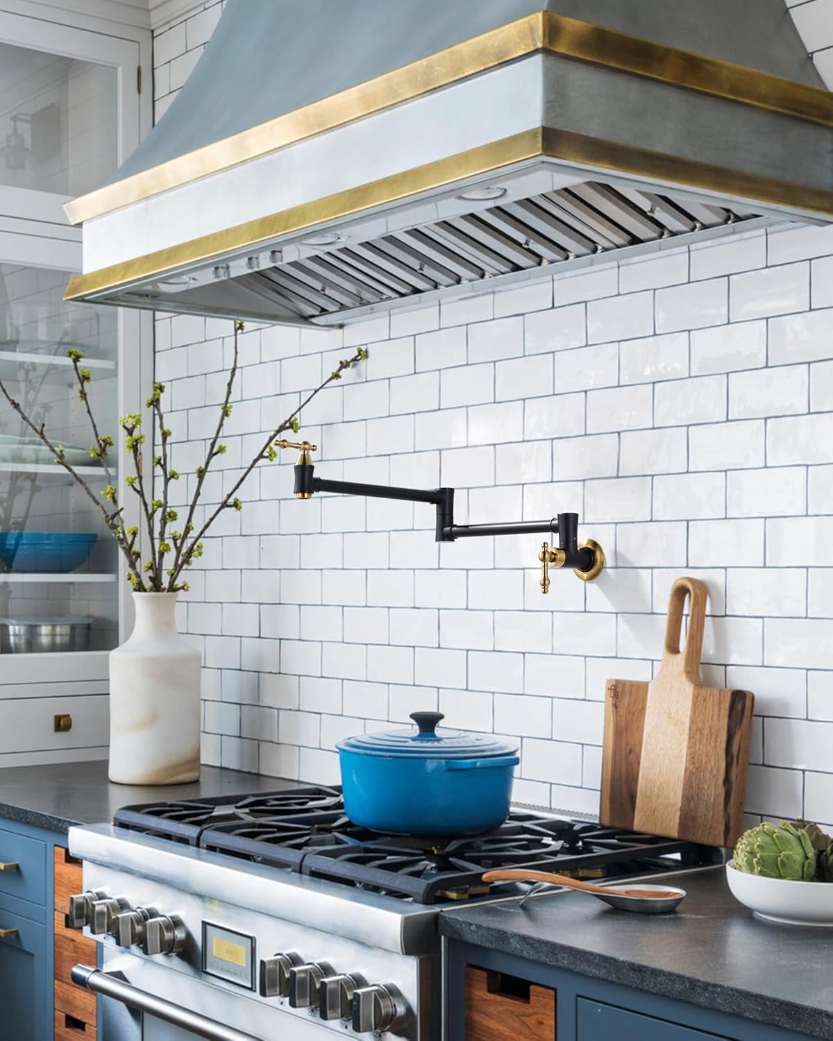 ARCORA Modern Wall Mount Black And Gold Pot Filler Commercial Kitchen Faucet Over Stove | ARCORA ...