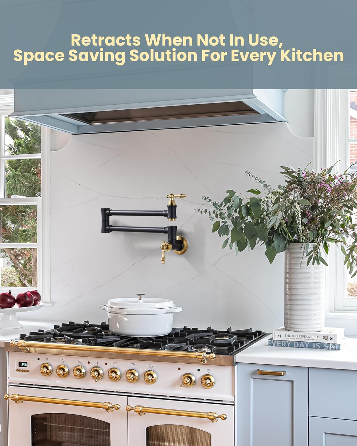 ARCORA Modern Wall Mount Black And Gold Pot Filler Commercial Kitchen ...