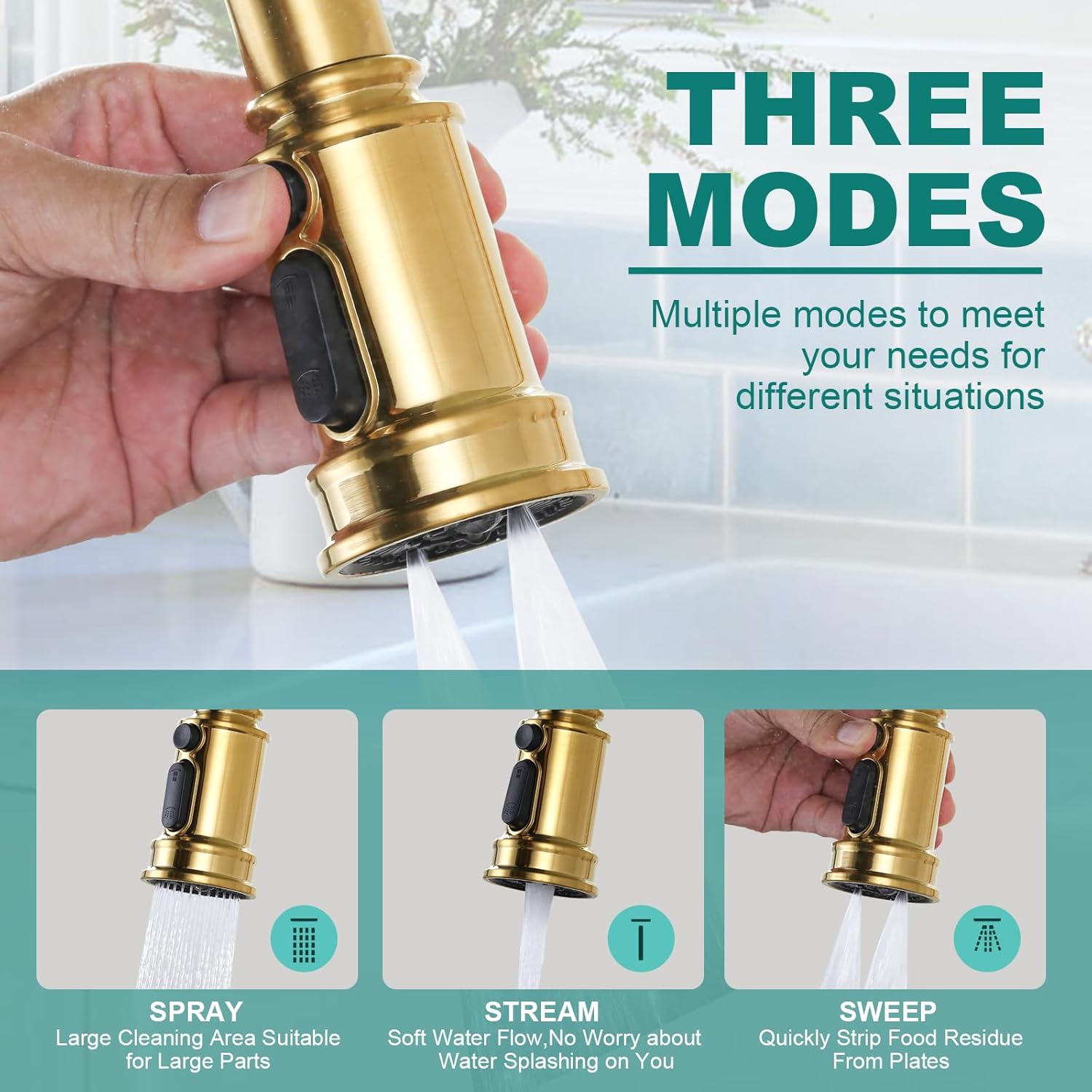 ARCORA 8 Inch Centerset Brushed Gold Farmhouse Bridge Kitchen Faucet ...