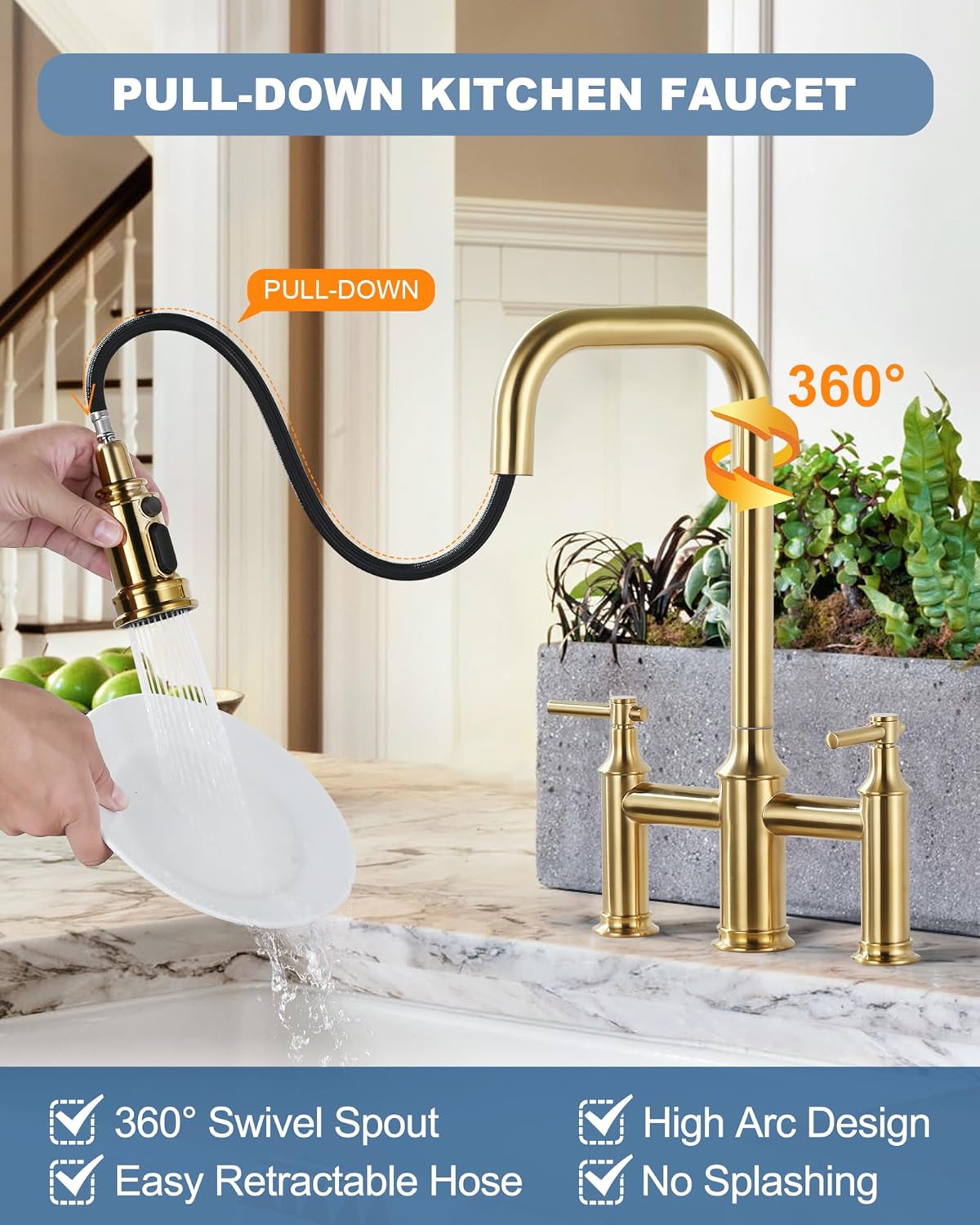 Gold Farmhouse Kitchen Faucet