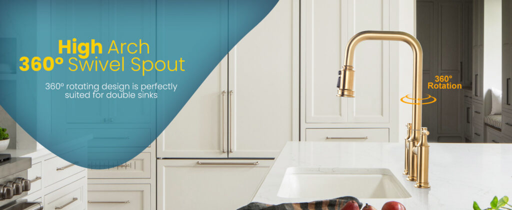 ARCORA Brushed Gold 8 Inch Centerset Farmhouse Bridge Kitchen Faucet ...