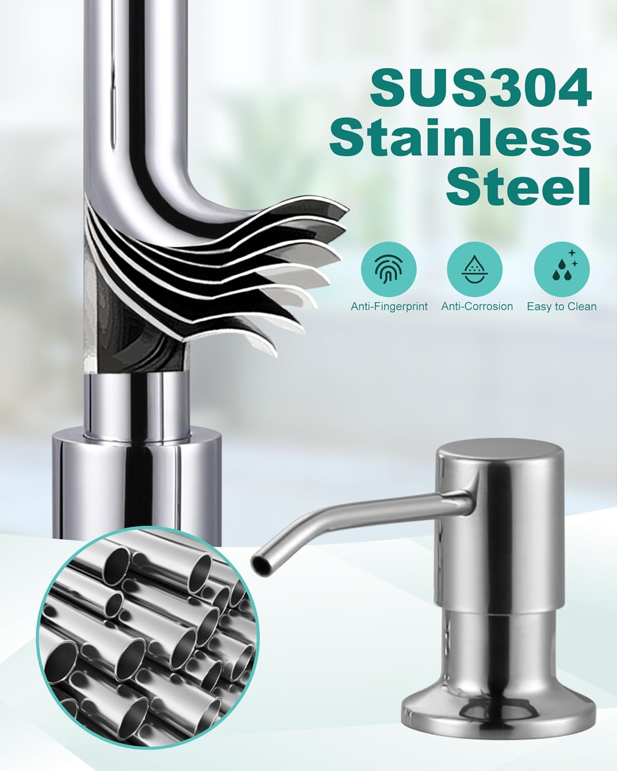 ARCORA Single Handle Chrome Pull Down Kitchen Sink Faucet with Soap ...