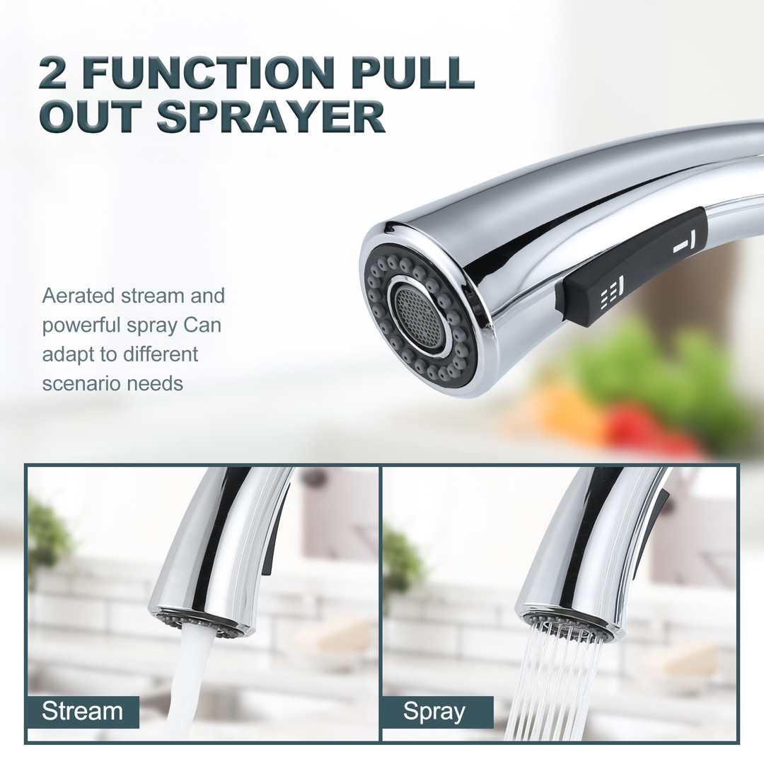 Modern Single Handle High Arc Sink Pull Down Sprayer Kitchen Faucet ...