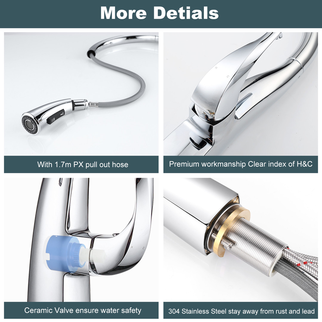 Modern Single Handle High Arc Sink Pull Down Sprayer Kitchen Faucet ...