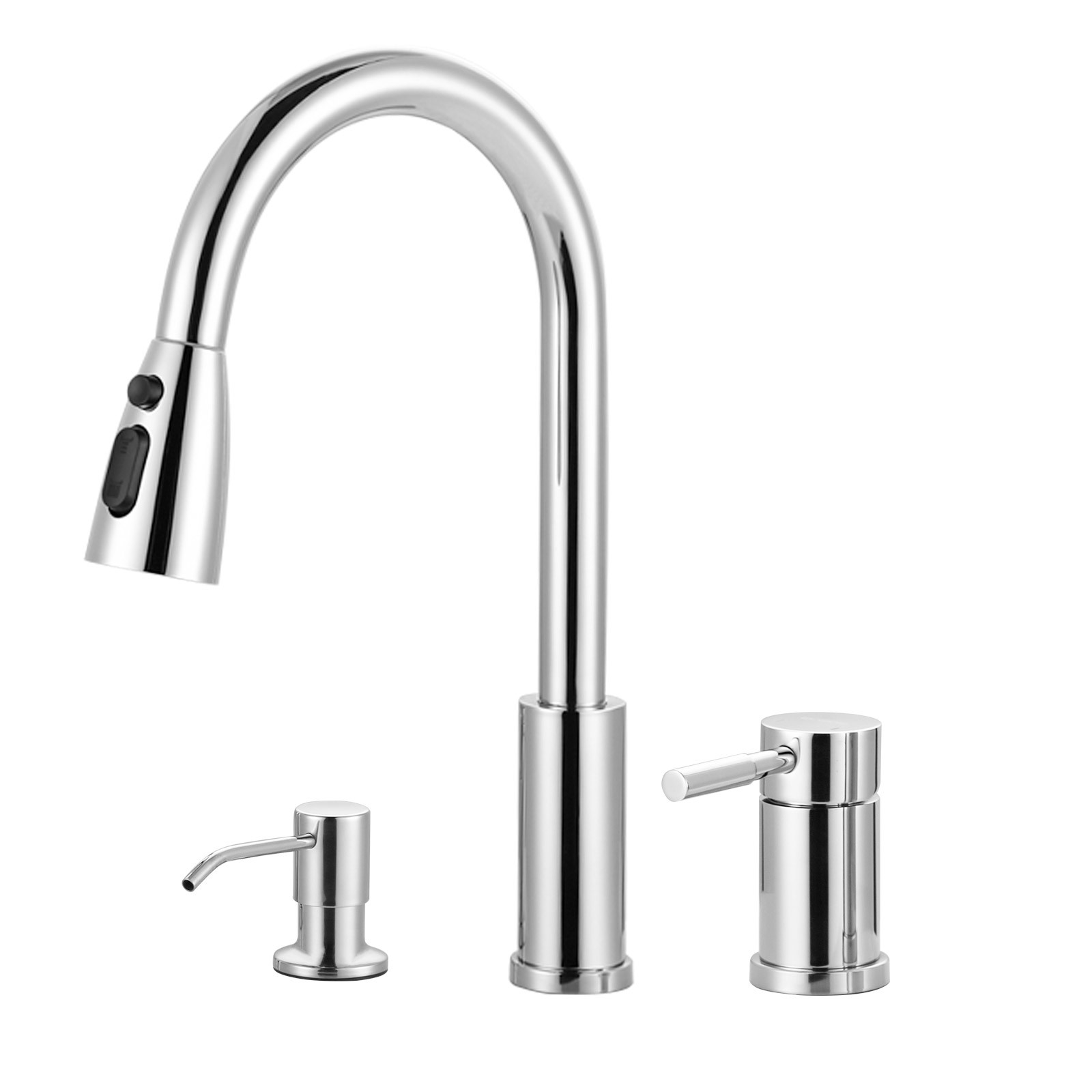 Single Handle Pull Down Sprayer Kitchen Faucet with Spray, Pull Out ...