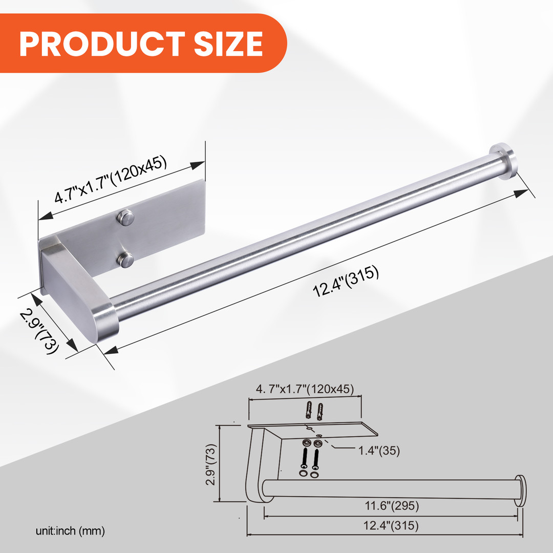 Wall Mount Stainless Steel Kitchen Paper Towel Holder Under Cabinet in ...