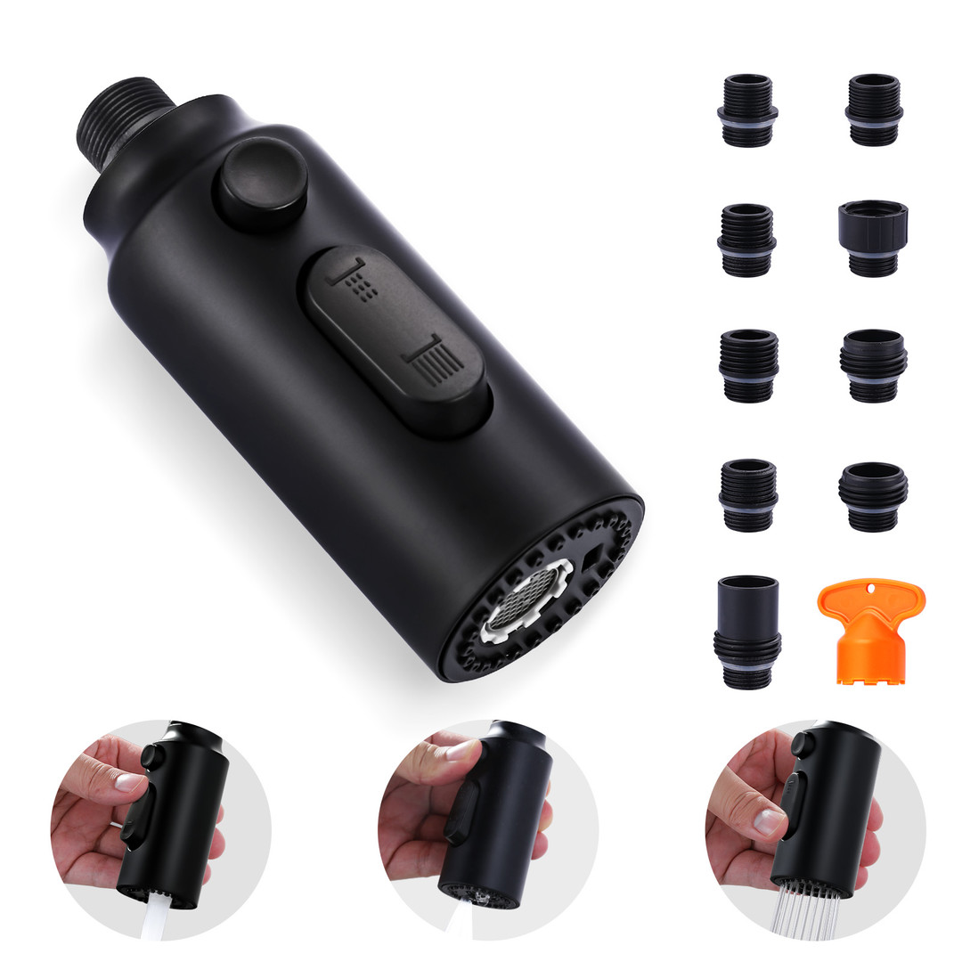 3 Modes Kitchen Faucets Sprayer Replacement with 9-Adapters in Matte ...
